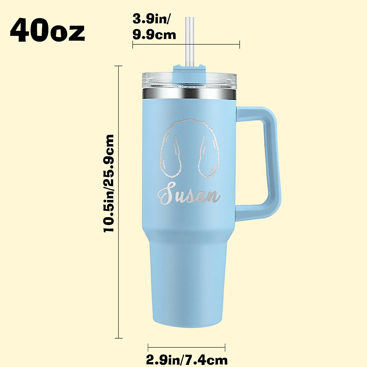 Dog Mom Tumbler Personalized with Handle Name Custom Tumblers for Dog Dad Lovers Owners Mothers Day