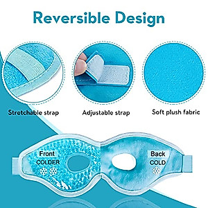 2PCS Gel Eye Mask, Cold Compress Gel Beads Eye Mask, Reusable Cooling Ice Mask for for Puffy Eyes, Dark Circles, Headaches, Migraine, Stress Relief