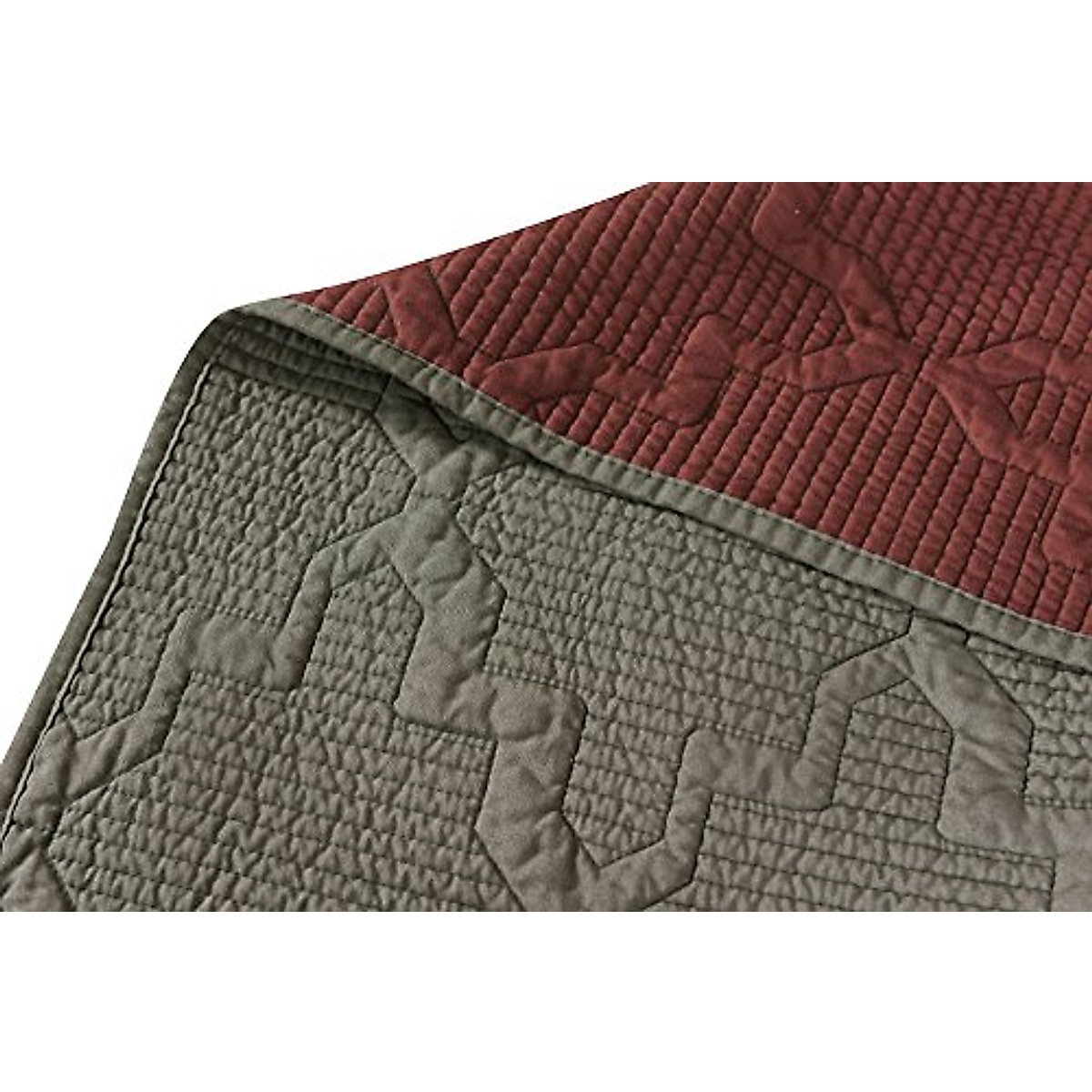 Brielle Home Casablanca, Reversible King Sham Set, Russet Red/Dark Grey