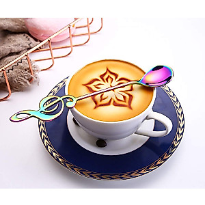 Falytemow Music Note Design Spoons 304 Stainless Steel Creative Cute Teaspoons for Coffee Tea Dessert Drink Mixing Milkshake Spoon Tableware Set of 8