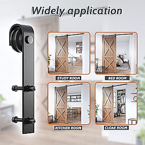 SANKEYTEW 6FT Barn Door Hardware Kit, Sliding Barn Door Hardware kit Heavy Duty, Lite Version- Combination Track Required- Easy to Install- Manual Included- Black (J-L-5)