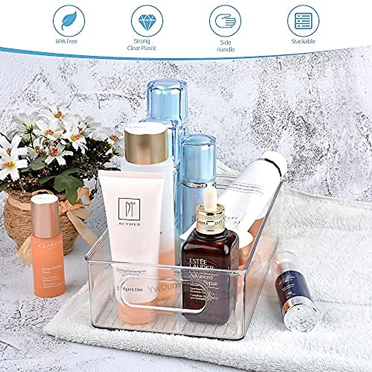 Refrigerator Organizer Food Storage Bins Refrigerator Storage box with Handles Clear Plastic BPA Free Food Storage Rack Set