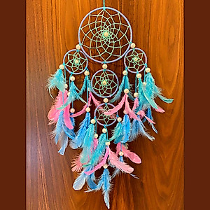 Rooh Dream Catcher ~ Pastel 4 Tier ~ Handmade Mandala Hangings for Positivity (Can be Used as Home Décor Accents, Wall Hangings, Garden, Car, Outdoor, Yoga Temple, Windchime)