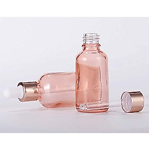 6 Pack Essential Oil Dropper Bottle Pink Glass Dropper Bottle Cosmetic Liquid Aromatherapy Bottle Perfume Sample Vial Travel DIY Dropper Pipette Bottles (50ml/1.7oz)