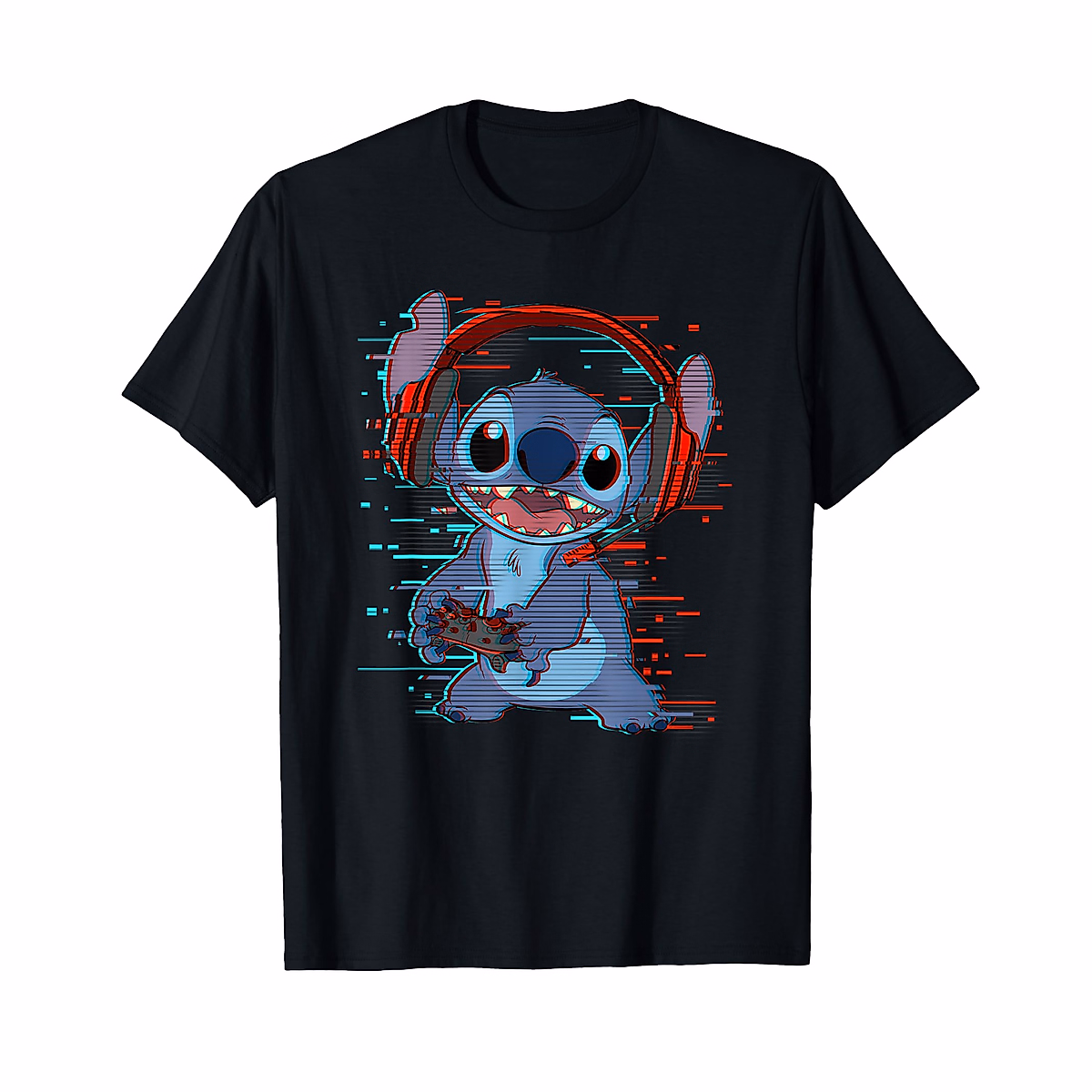 Disney Lilo & Stitch Gamer Glitch Headset and Controller T-Shirt