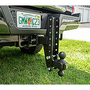 BulletProof Hitches 2.5" Adjustable Extreme Duty (36,000lb Rating) Offset 4" & 6" Drop/Rise Trailer Hitch with 2" and 2 5/16" Dual Ball (Black Textured Powder Coat, Solid Steel)