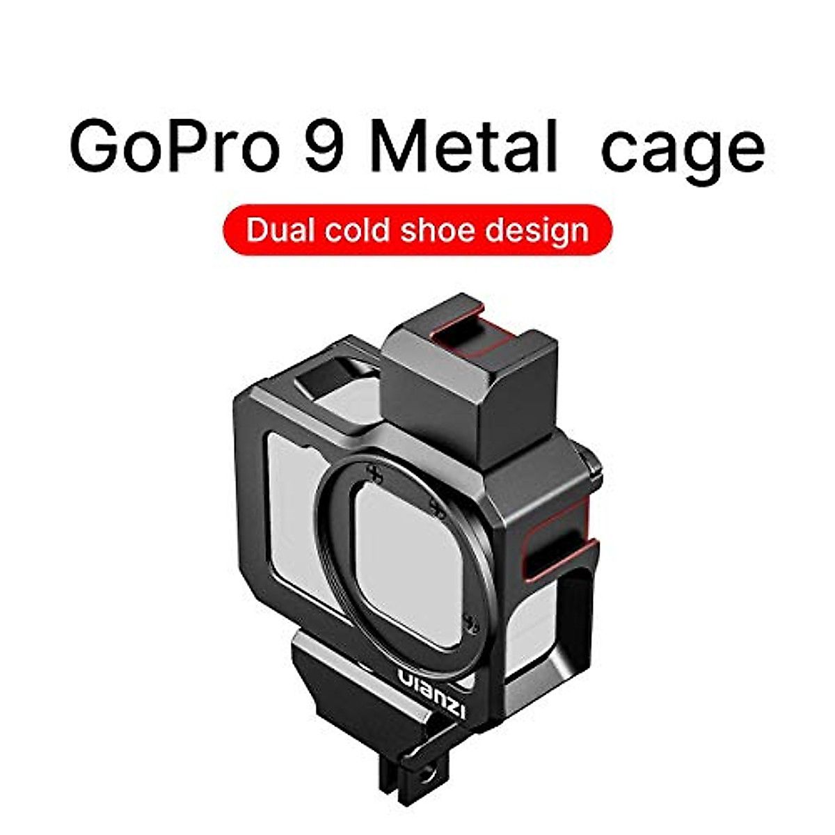 ULANZI G9-5 Housing Case for Gopro Hero 11 10 9, Aluminum Video Cage with 2 Cold Shoe Mount for Mic and Led Light, Protective Frame with 52mm Filter Adapter, Lens Cap, Compatible with Tripod
