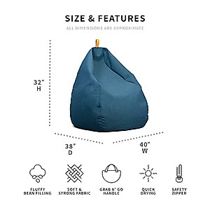 Big Joe Tuft Weatherproof Bean Bag Chair, Lakeshore Intertwist, Weather Resistant UV-Protected Fabric, 3 feet Teardrop