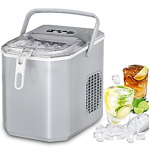 COWSAR Ice Makers Countertop, Ice Maker Machine 6 Mins/9 Pcs Bullet Portable Ice Maker Machine 26.5lbs/24Hrs with Self-Cleaning, Ice Scoop and Basket, Ice Maker for Party/Kitchen/Home/Office
