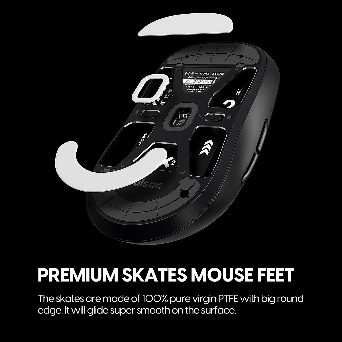 Pulsar Gaming Gears - PTFE Mouse Feet for X2 & X2 Mini Wireless Mice Premium Skate - White, Thick Type (0.8mm)