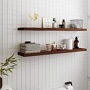 WELLAND Allen 8" Deep Floating Shelves Set of 2 Reclaimed Wood Wall Shelf Rustic Wall Mount Shelf ( Set of 2, 36 inch)