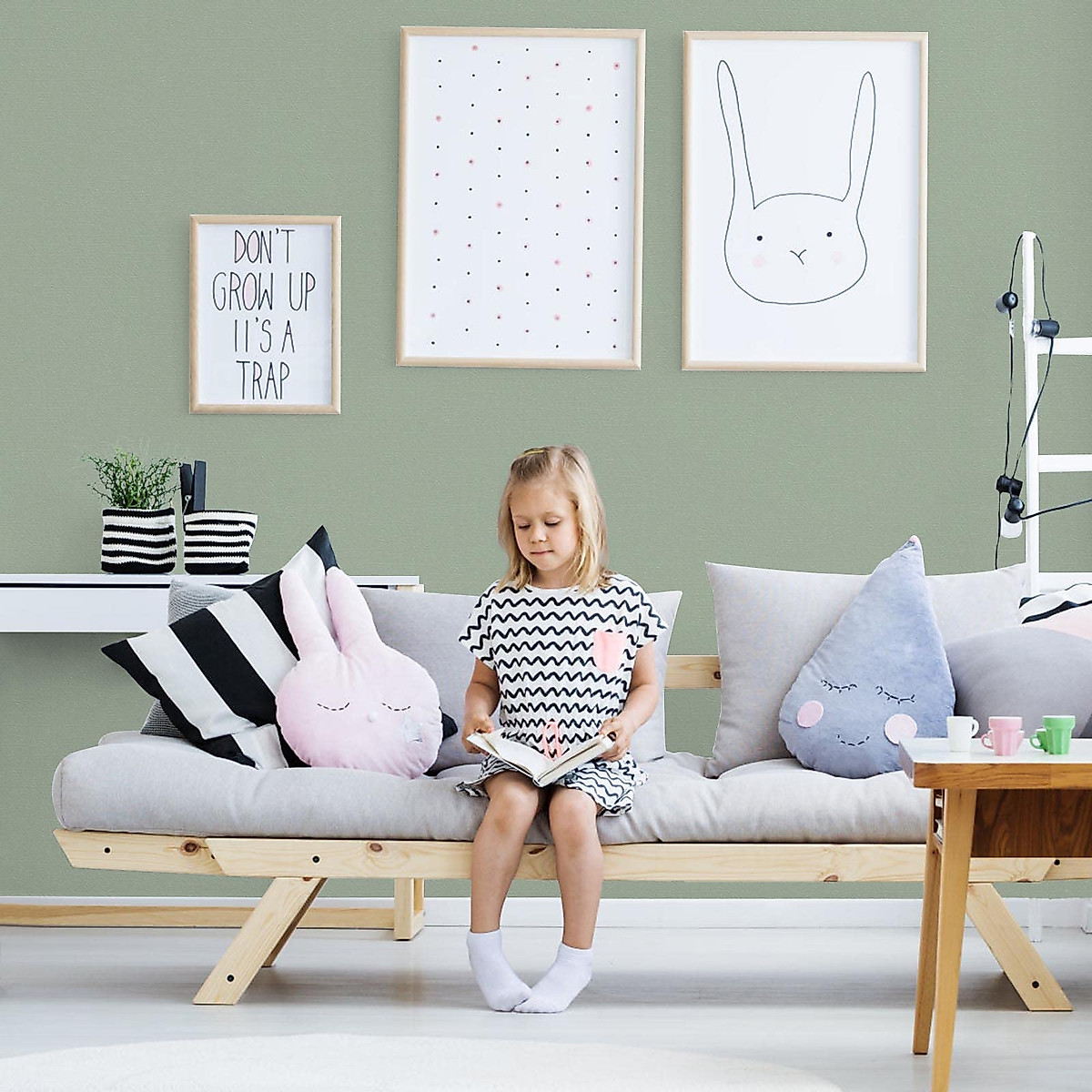 practicalWs Sage Green Wallpaper Stick and Peel Green Contact Paper 17.7'' x 118.1'' Green Removable Wallpaper Self-Adhesive Vinyl Solid Wallpaper for Bedroom Kitchen Cabinets