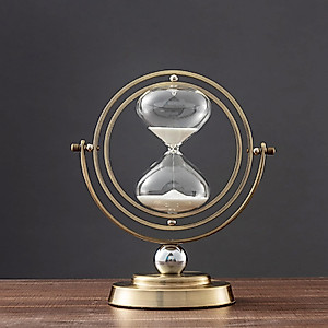 BAWAQAF 360 Degree Rotating Hourglass European Metal Sand Timer 60 Minute Sand Clock Vintage Brass Sandglass Home Office Kitchen Timer