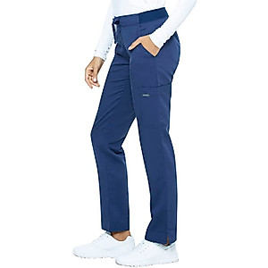 Sanibel Scrubs Stretch Women's Petite Midrise Tapered Leg Drawstring Pant (Navy - PL130P-NARS-MP)