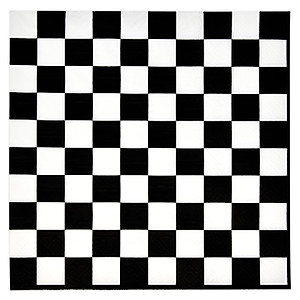 Gift Boutique 100 Black & White Checkered Luncheon Napkins Disposable Paper Checkered Plaid Lunch Napkin for Racing Car Picnic Camping Birthday Party