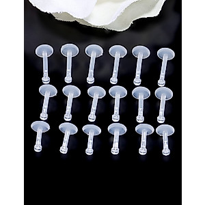 Cisyozi 16g Clear Earring for Sport Nose Stud Ring Work surgery Plastic Lip Labret Monroe Medusa Ring Acrylic Silicone flexible Flat Back Cartilage Helix Tragus Earring Stud Piercing Retainer Jewelry
