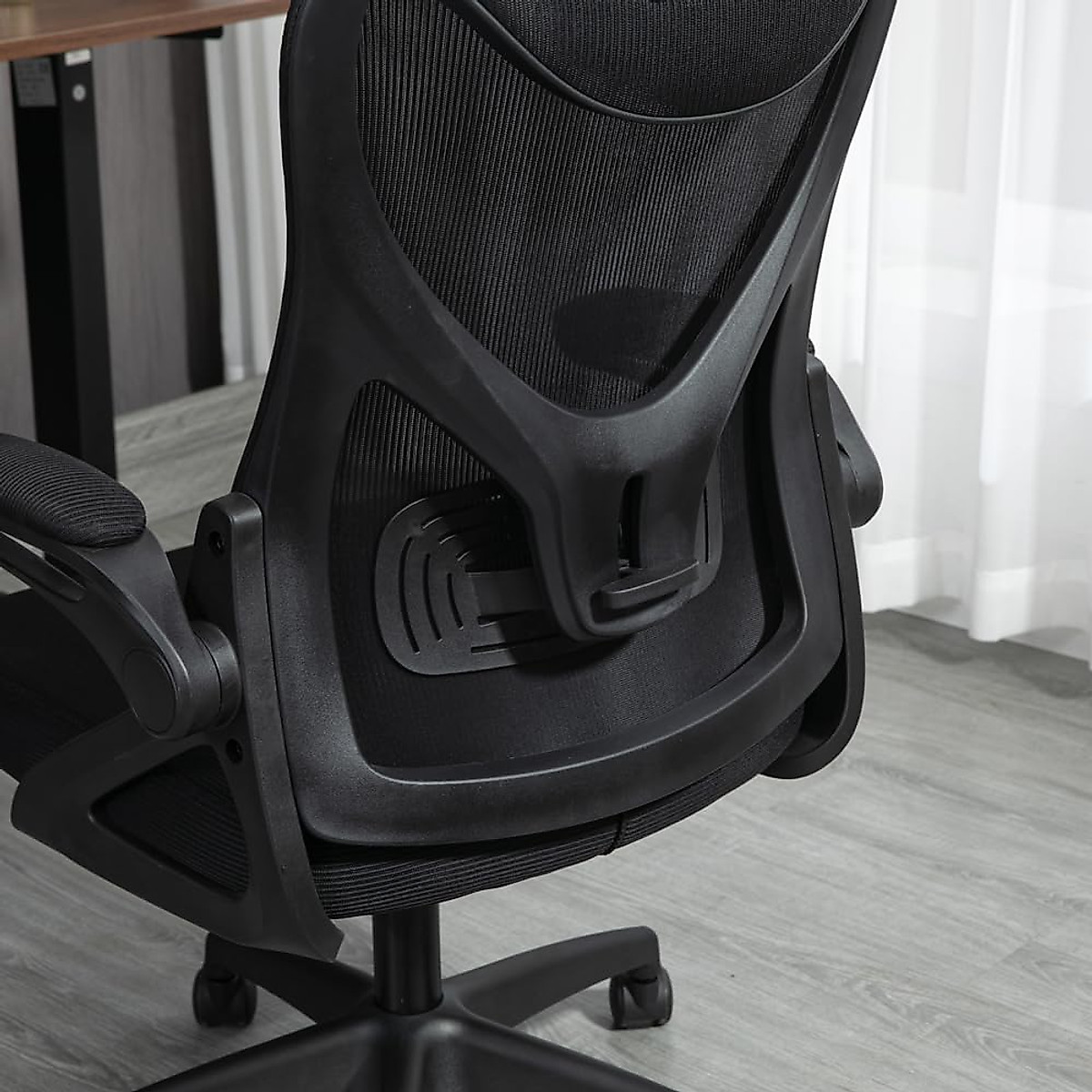 Ergonomic Office Desk Chair with Wheels High Back Computer Task Chair Home Mesh Swivel Desk Chair with Adjustable Back Height Flip up Arms Lumbar Support Headrest for Home/Study/Working