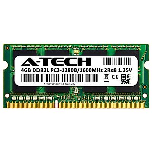 A-Tech 4GB RAM Replacement for CT2KIT51264BF160B | DDR3/DDR3L 1600MHz PC3L-12800 (PC3-12800) CL11 SODIMM 2Rx8 1.35V Non-ECC SO-DIMM 204-Pin Laptop, Notebook Memory Module