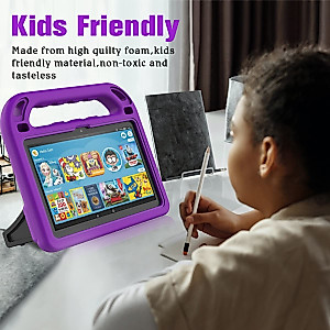 LEDNICEKER Kids Case for H D 8 & Plus 2020 & 2022 - Lightweight Shockproof Handle with Stand Kid-Proof Case for H D 8 inch Tablets (2022/2020 Release) - Purple