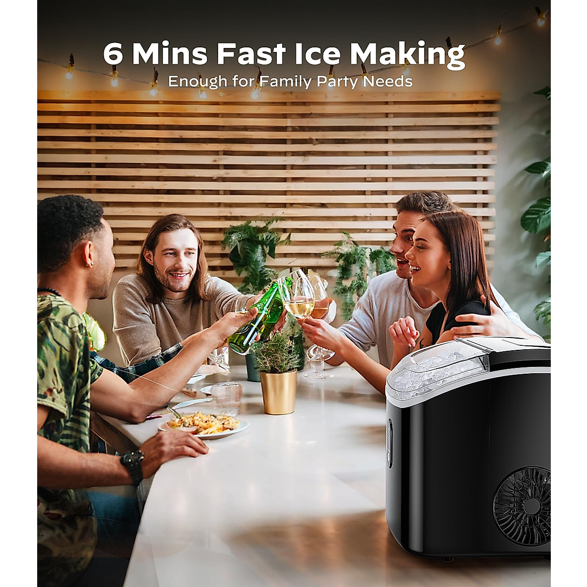 Nugget Ice Makers Countertop, Pellet Ice Machine with Self-Cleaning Function, Nugget Ice Machine Produces 33 lbs of Chewable Ice in 24 Hours, Sonic Ice Maker Perfect for Home Kitchens Party Camping