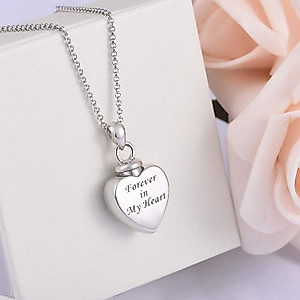 BEILIN 925 Sterling Silver Heart Cremation Jewelry Keepsake Urn Necklace for ashes : Forever in My Heart (bat)