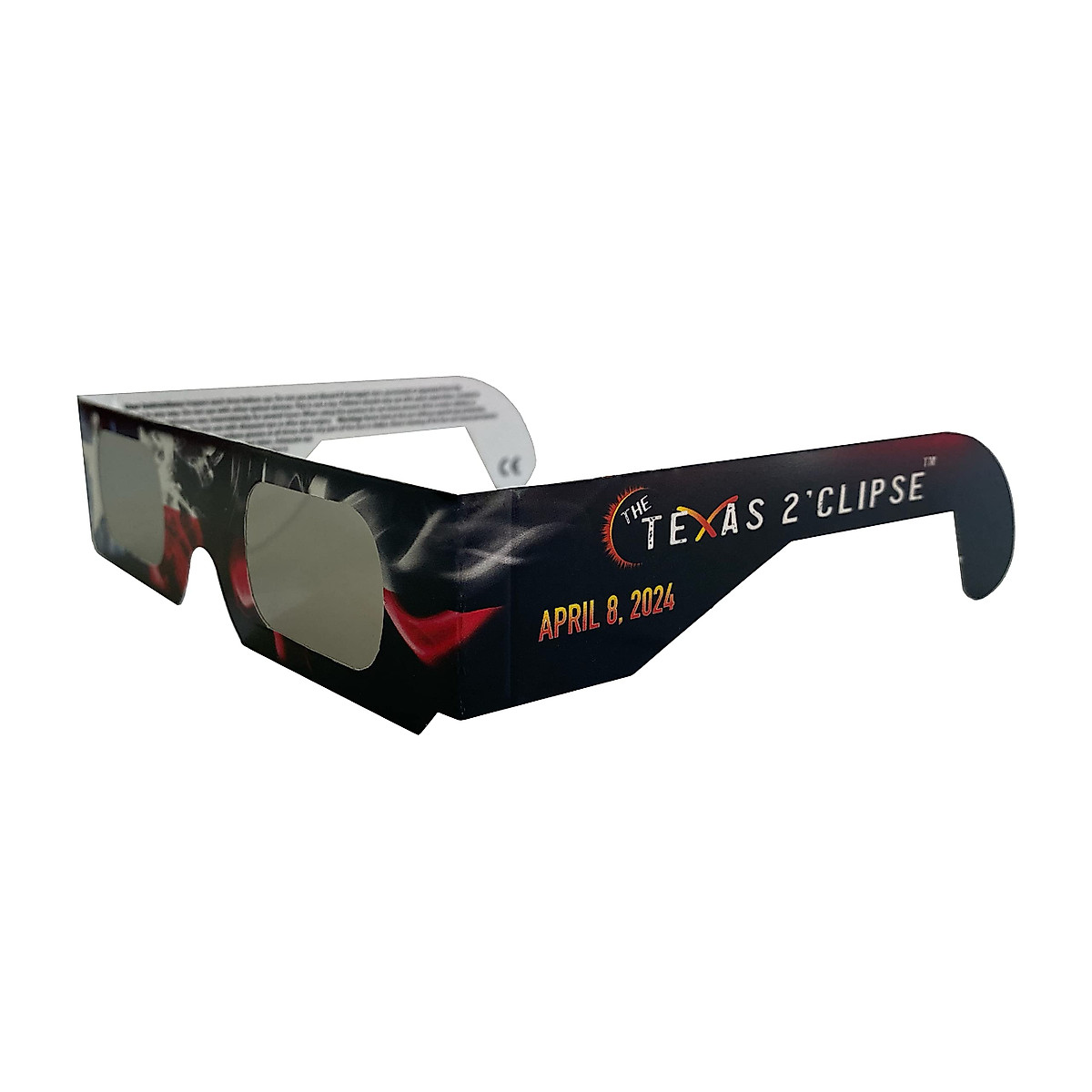 Solar Eclipse Viewing Glasses, Made in the USA, ISO-CE Certified 2 Pack THE TEXAS 2'CLIPSE