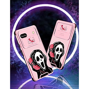 Goocrux for Google Pixel 6A Case Skeleton for Women Girls Cute Skull Girly Phone Cover Gothic Design Aesthetic with Slide Camera Cover Funny Goth Cool Cases for Pixel 6A 5G 6.1 inch