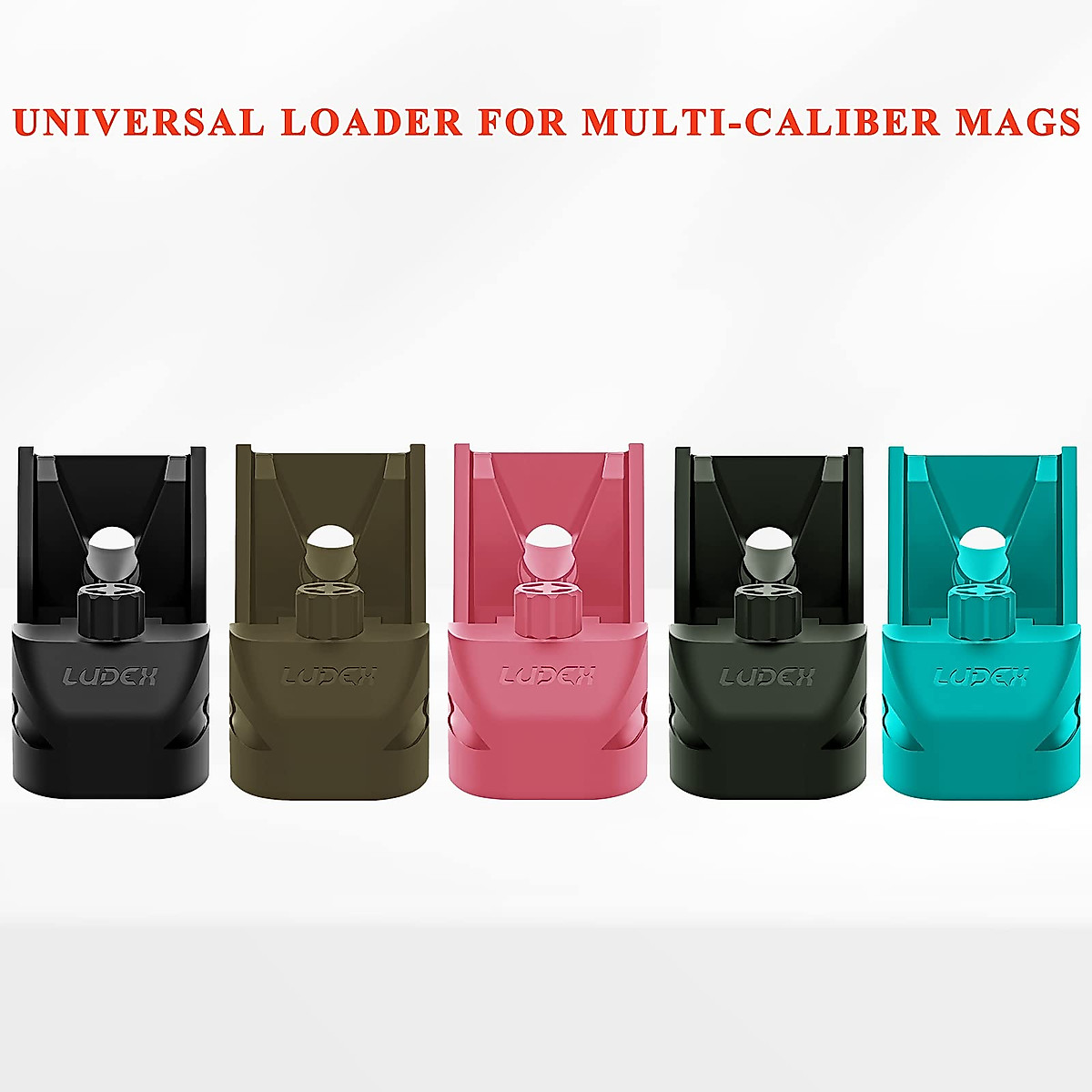 Ludex Universal Pistol Speed Loader, Mag Reloader for 9mm Luger 10mm .40S&W .45ACP .357Sig .380ACP 1911 Single and Double Stack Magazines-Dark Black