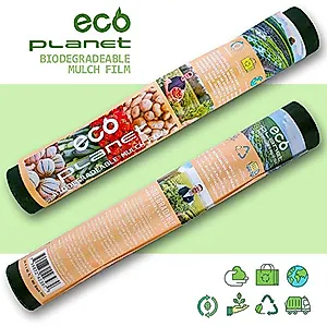 EcoPlanet Bio-degradable Plastic Mulch Film Gardening Farming Film Outdoor Garden Landscape Weed Barrier Blocker Fabric (Type A) (1 Mil, 2.7 feet x 50 feet)