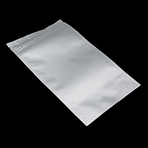 100 Pieces Small Silver Pure Aluminum Foil Stand Up for Zip Mylar Bags Lock Long Term Food Storage Resealable Zipper Lock Bag Heat Seal Airtight Packaging Pouch 3.5x5.1 inch