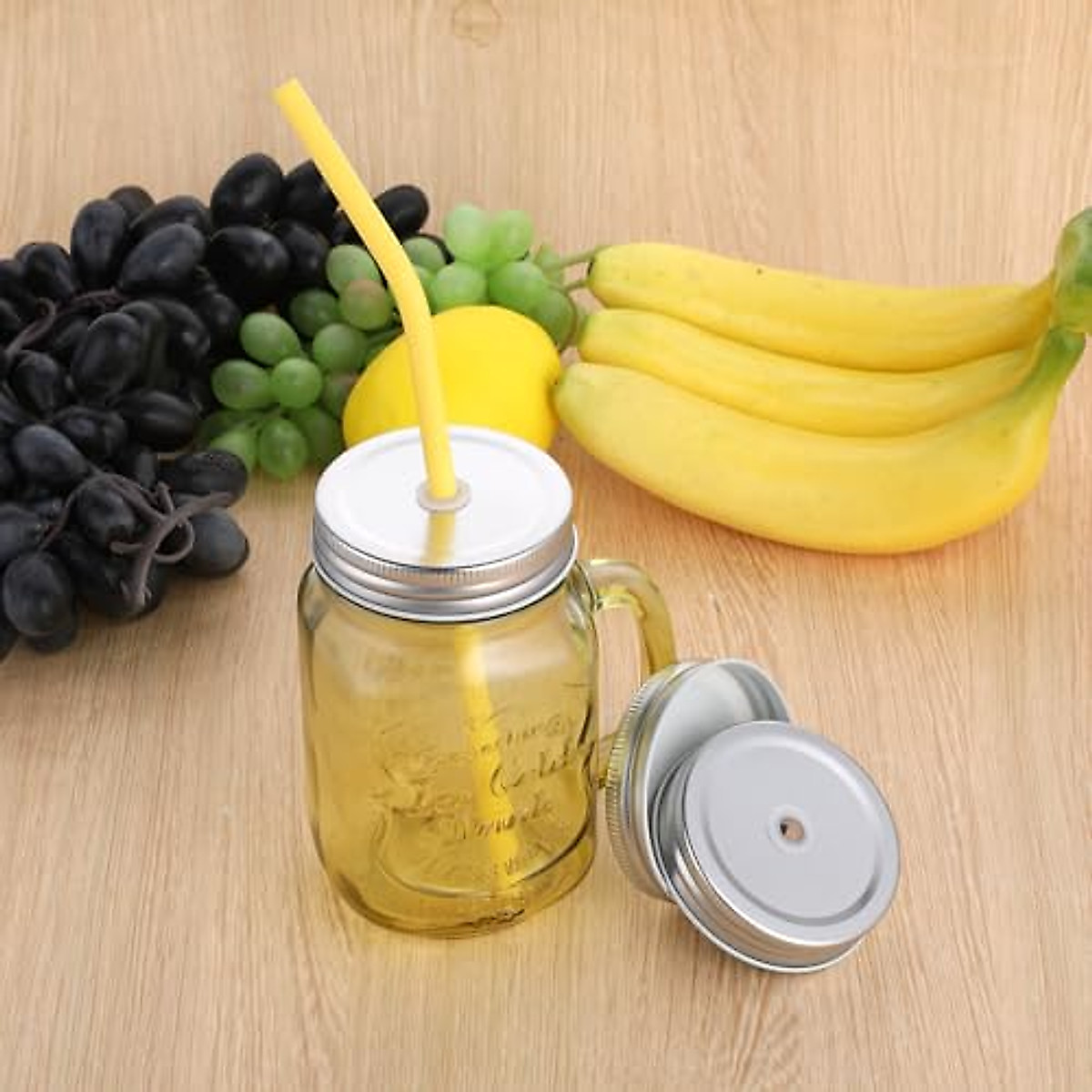 8PCS Metal Regular Mouth Mason Canning Jar Lids with Straw Hole Metal Drinking Lid Decorative Mason Jar Caps Reusable Stainless Steel Wide Mouth Mason Jar Lids for Drinking Food Storage