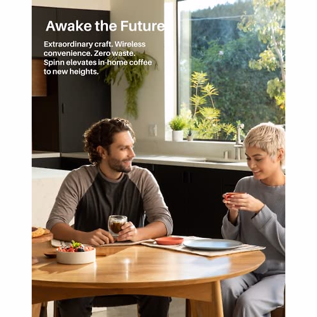 SPINN Espresso & Coffee Machine, Smart WiFi Automatic Coffee Maker, Cold Brew & Espresso Machine Combo with Programmable Centrifugal Brewing & Grinder, Water Supply Line Compatible, No Refills, Silver