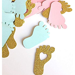 Footprint Baby Shower Confetti for Gender Reveal Party Table Decorations,Baby Gender Party Favor Candy Box/Bag DIY Decor Supplies 250CT
