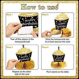 8 Pieces 80th Birthday Table Decorations for Men and Women, Happy 80th Honeycomb Centerpieces Black Golden 1943 Aged Birthday Party Decorations Tables Toppers for 80 Years Party Supplies