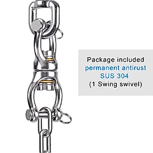 Dolibest SUS304 Silent Bearing Swing Swivel, Tire Swing Swivel with 2 Removeable Buckle for Web Tree Swing, Aerial Dance, Swing Yoga Swing Sets, 770LB Capacity