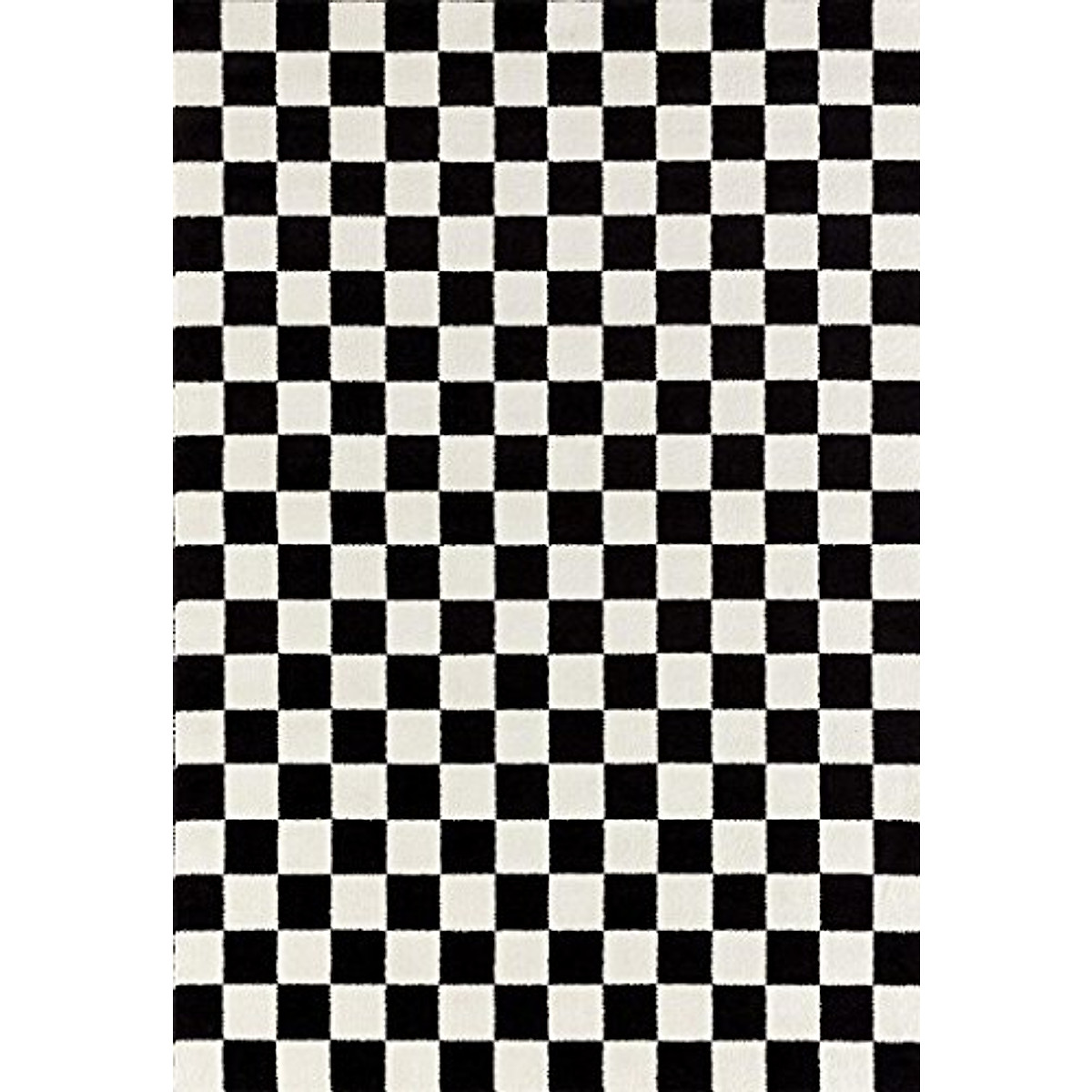 Persian Area Rugs Black 5x7 1909 Checkered White Area Rug Carpet, 5 ft x 7 ft (1909 Black 5x7)