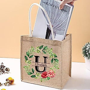 JIAWEI Custom Burlap Bag Jute Burlap Tote Bags, Present Bag with Handles,Reusable Beach Bag Custom Twelve Constellations