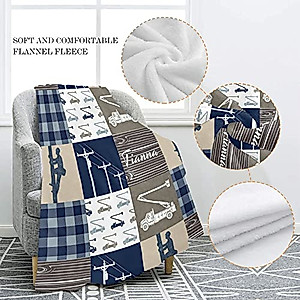 XOZOTY Personalized Lineman Plaid Patchwork Baby Blanket with Name Text Custom Newborns Infants Swaddling Blankets for Boys &Girls Shower Birthday Gift 30 X 40 inches