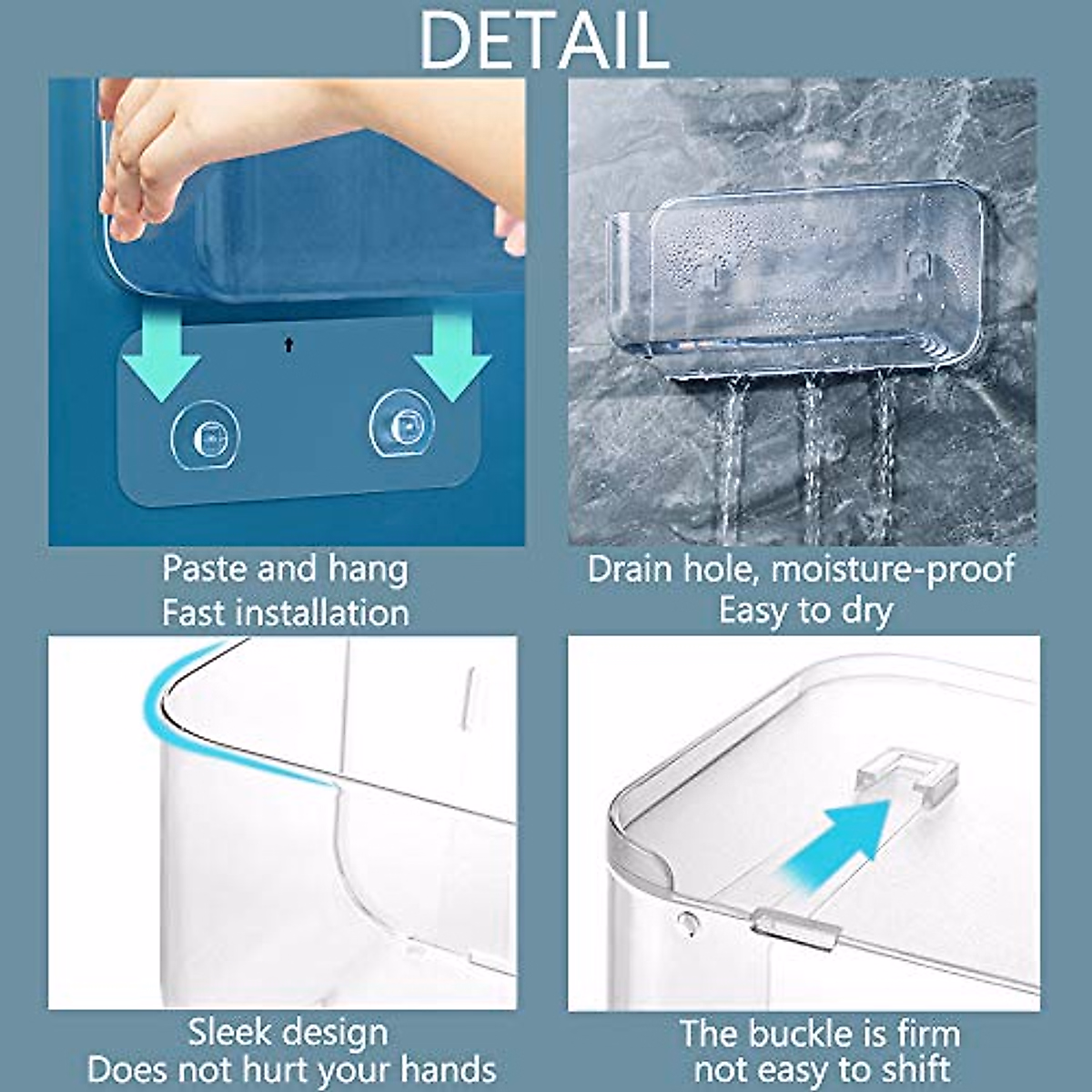 Plastic Wall Mount Organizer Rack Shelf Container Bin Storage Box Holder Basket Hanging Walls/Doors Free Punch for Kitchen, Bathroom, Cabinet, Toilet，Office, Bedroom, Craft Room - Clear (Small)