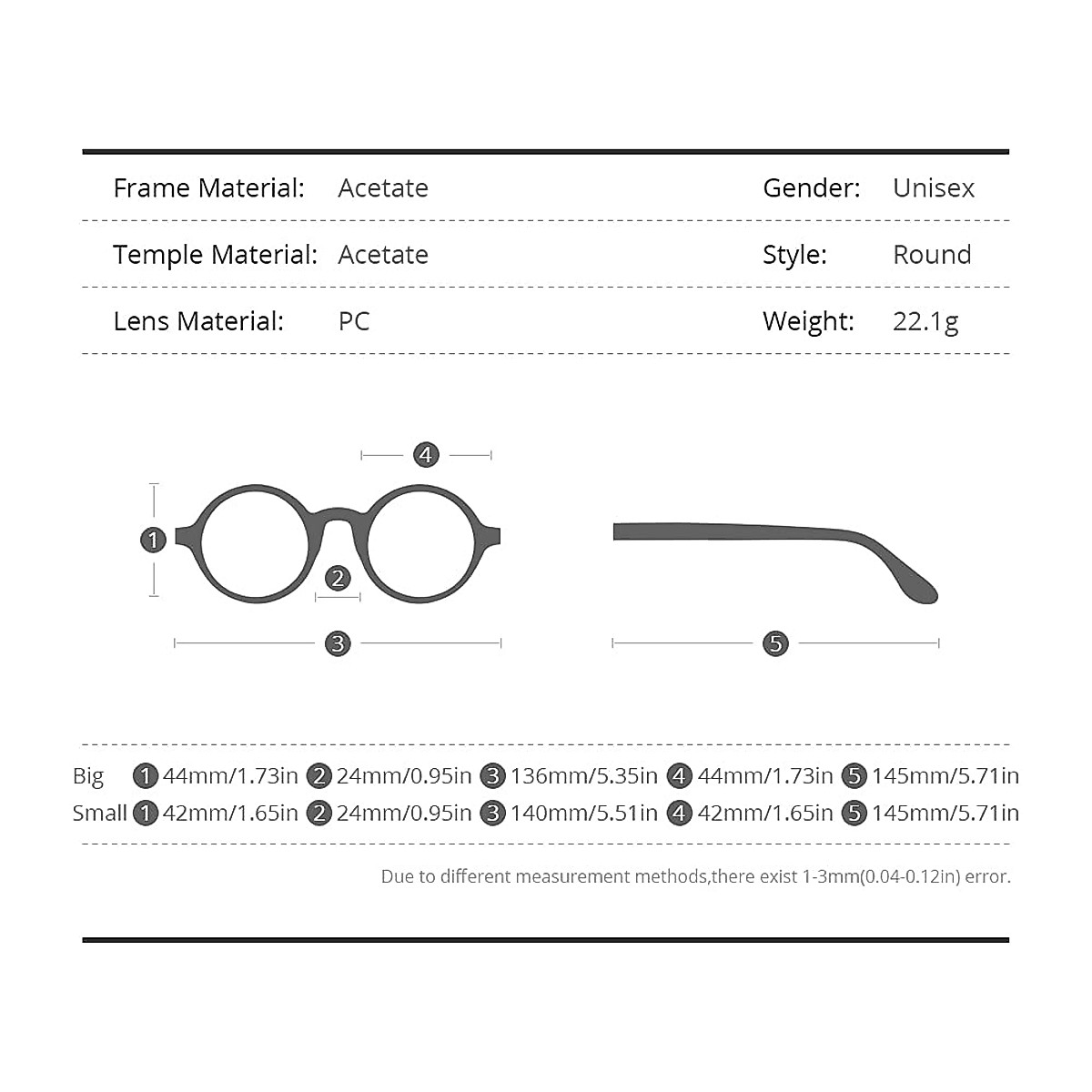 HEPIDEM Acetate Men Vintage Round Optical Glasses Frame Small 42mm (Zolman,Leopard Small 42mm)