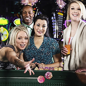 GWHOLE 42 Pcs(6 Sets) Polyhedral Dice with Gold Pattern Drawstring Pouches for DND RPG MTG Dungeon and Dragons Table Board Roll Playing Games Style 3