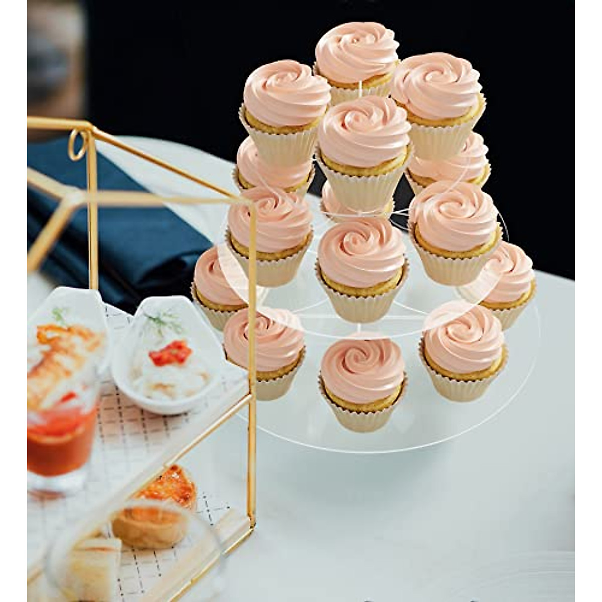 Acrylic Cupcake Stand Tower, 3 Tier Clear Transparent Cupcake Tier Stand Round, Tiered Cupcake Display Stand (Acrylic, Transparent)