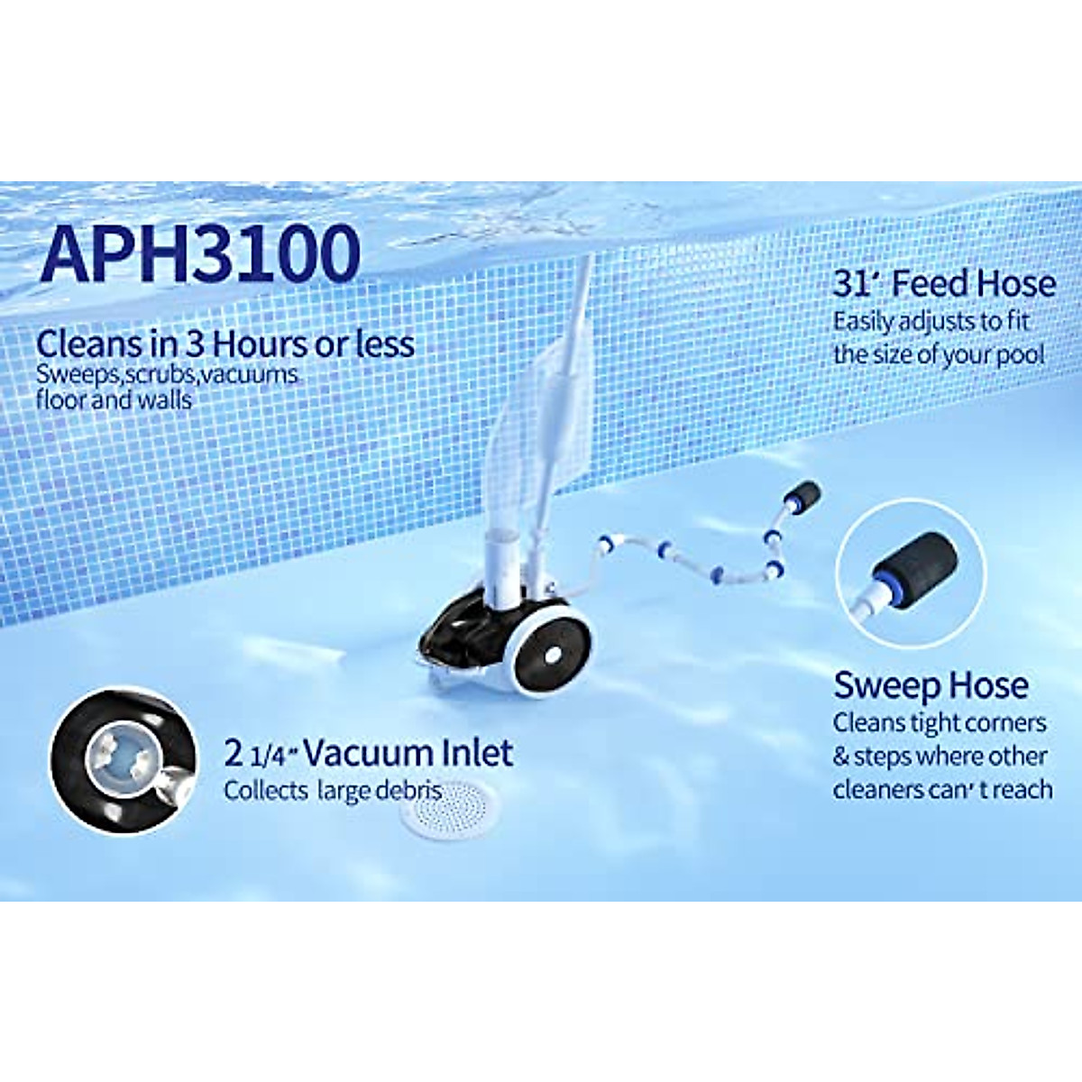 Eritephma 3100 Pool Pressure Side Sweeper : Professional Solution for Cleaning Your Swimming Pool