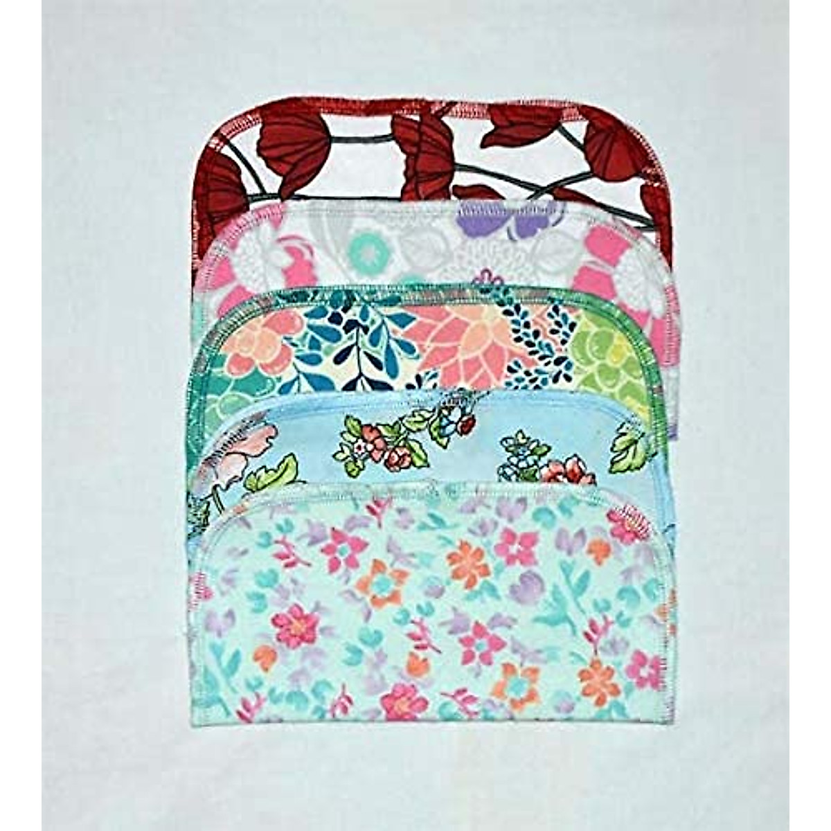 1 Ply Printed Flannel Little Wipes 8x8 Inches Set of 5 Flower Splash