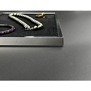 Bam & Boo - Black Velvet Jewelry Tray and Pad with Polished Metal Trim(11.75" x 8" x 0.6")