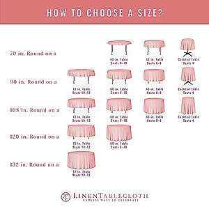 LTC LINENS 120 in Round Tablecloth for 60 Inch Round Table - White Round Table Cover - Washable, Wrinkle Resistant Polyester Fabric Cloth for Wedding, Party