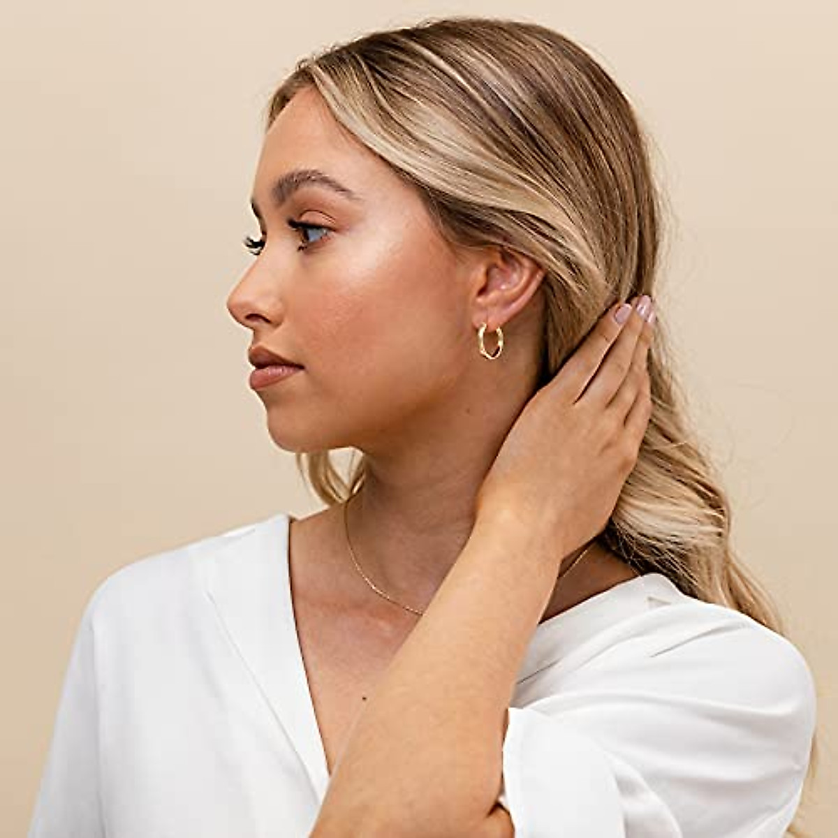 PAVOI 14K Yellow Gold Plated 925 Sterling Silver Post Lightweight Hoops | 20mm | Yellow Gold Hoop Earrings for Women