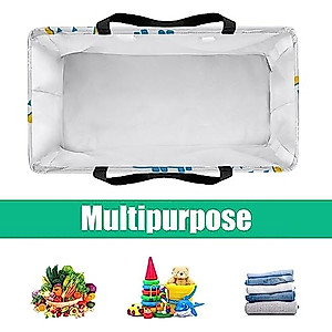 Dinosaur Full Print Large Capacity Laundry Organizer Tote Bag - Reusable and Foldable Oxford Cloth Shopping Bags