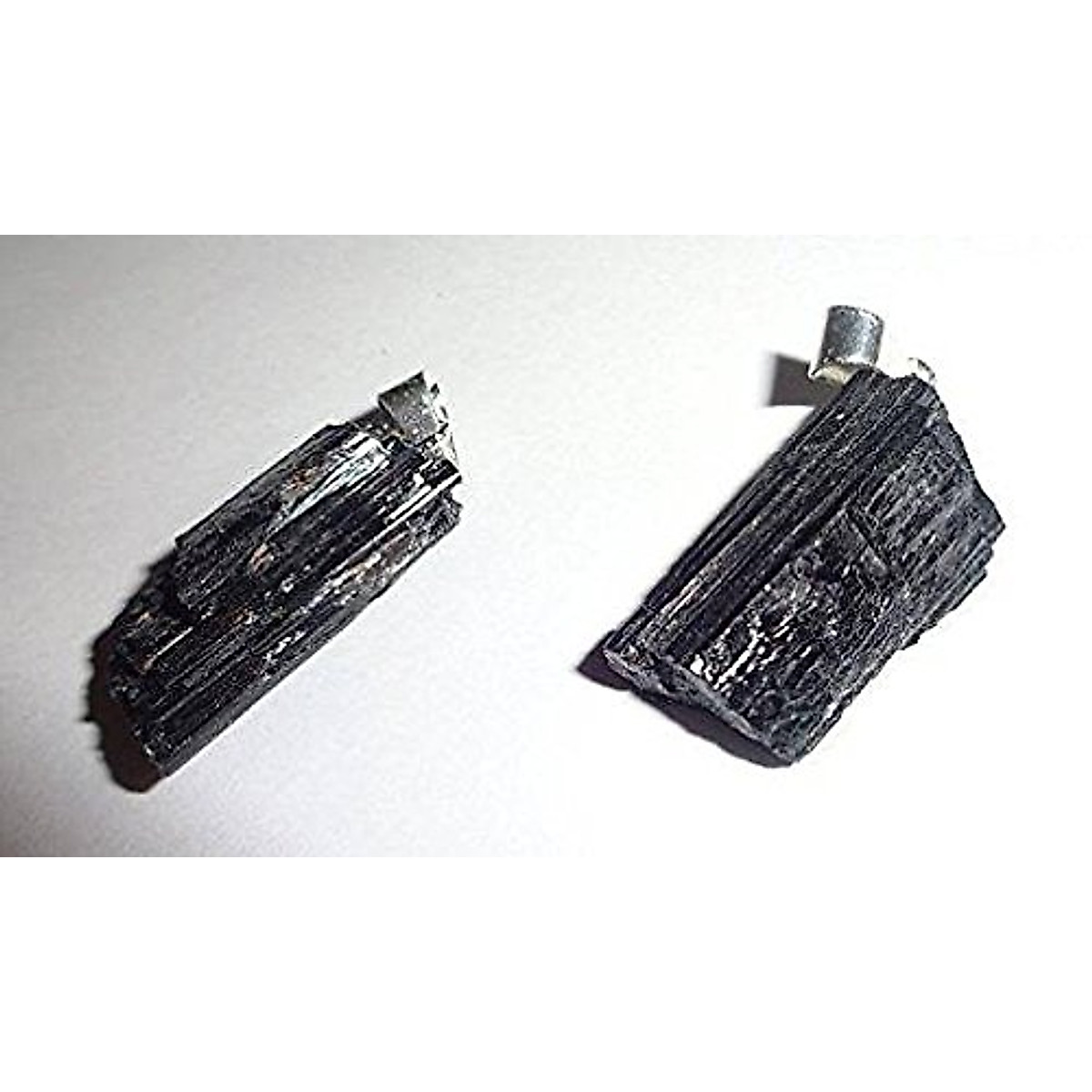 1pc Raw Black Tourmaline Rough Natural Free Form Crystal Healing Gemstone Pendant with Metal Bail Loop