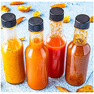 GMISUN Mini Hot Sauce Bottles 5 oz, 24 Pack Glass Woozy Bottles with Shrink Capsules, Mini Wine Bottles with Labels, Funnel, Caps, Dripper Inserts, for Homemade Hot Sauces, Dressing